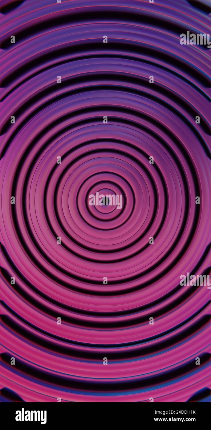 3D Abstract Render of Concentric Circular Pattern - Neon Blue and ...