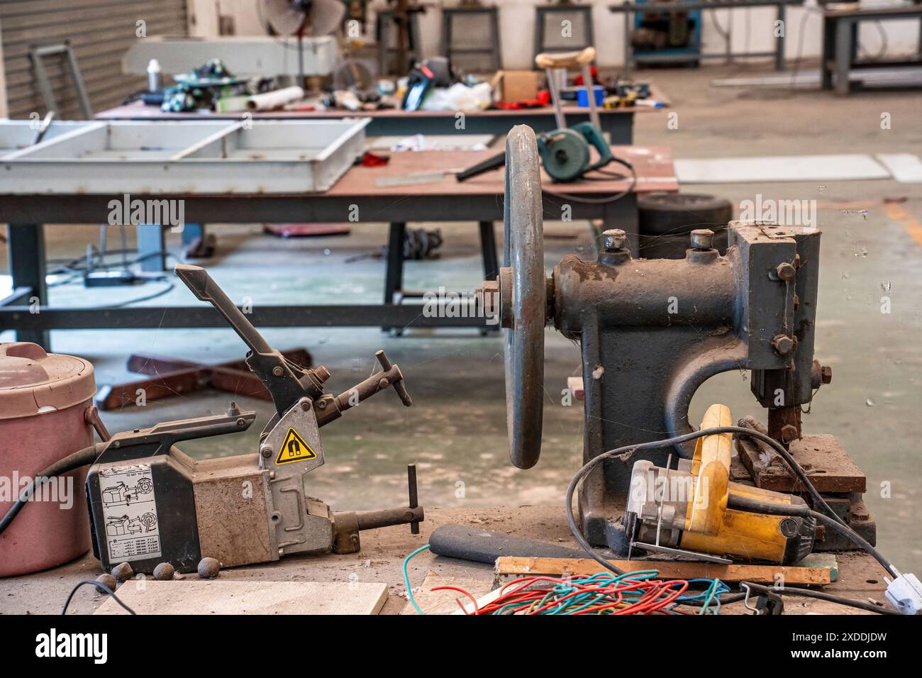 Division of equipment and small industrial tools in the factory Stock ...