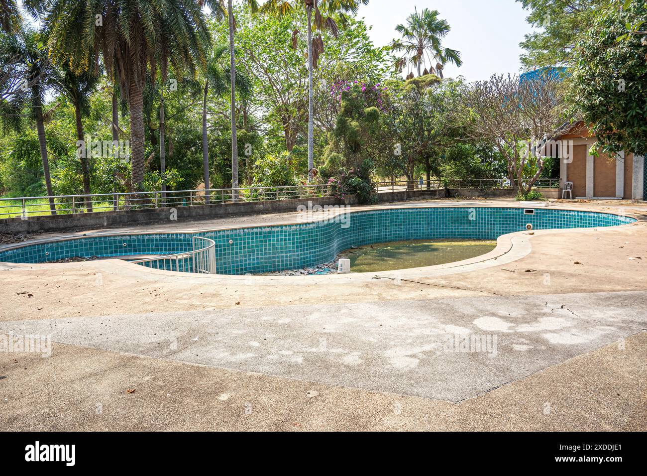 Abandoned swimming pool in the garden house Stock Photo - Alamy