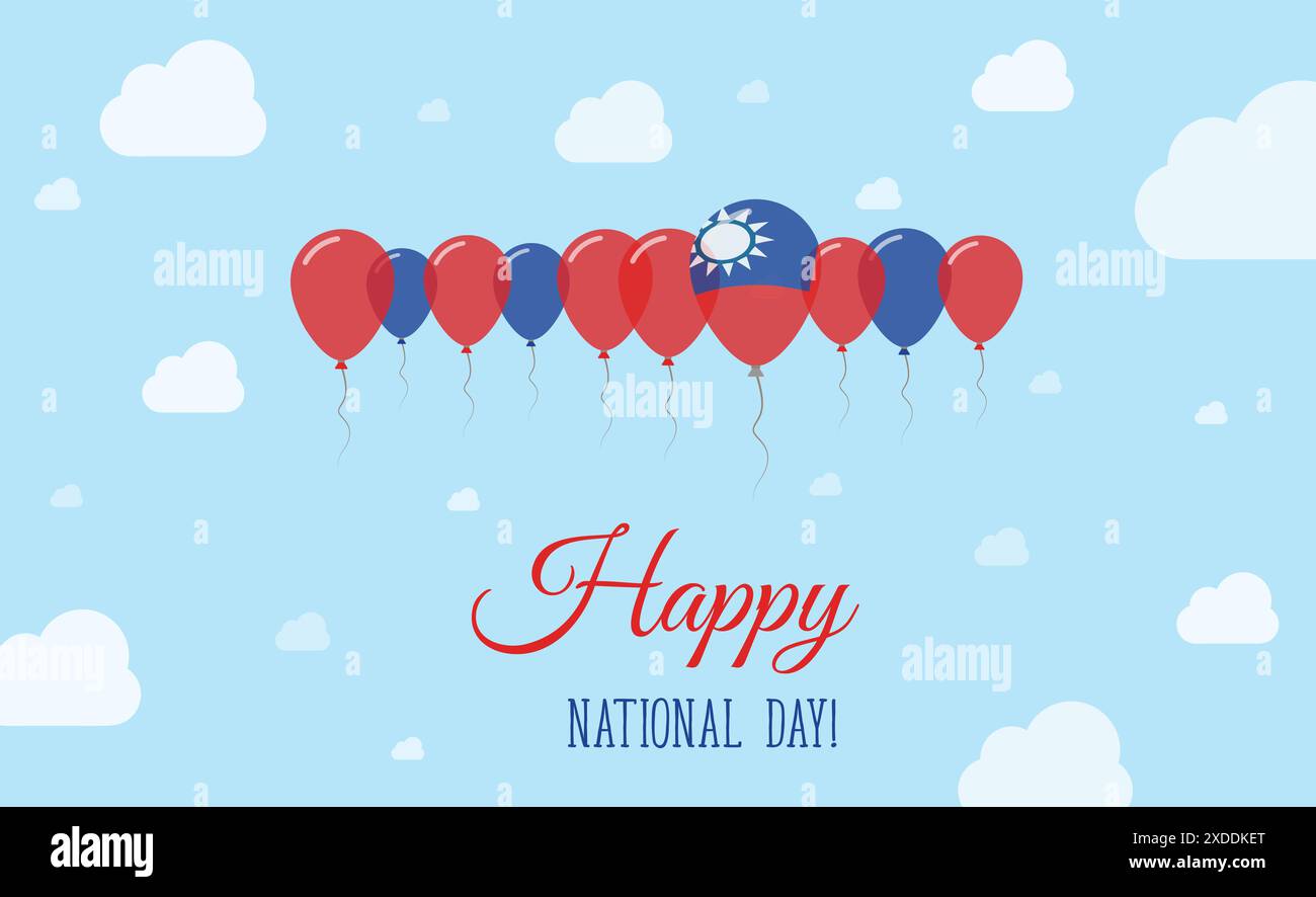Taiwan Independence Day Sparkling Patriotic Poster. Row of Balloons in ...