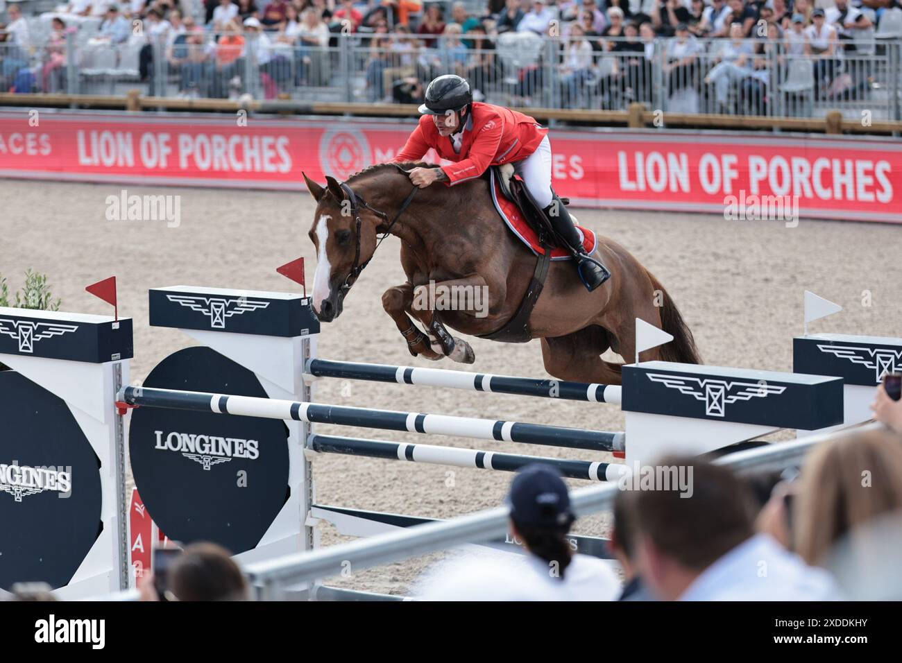 Gregory Cottard of France with Gammelgaards Carola during the Prix ...