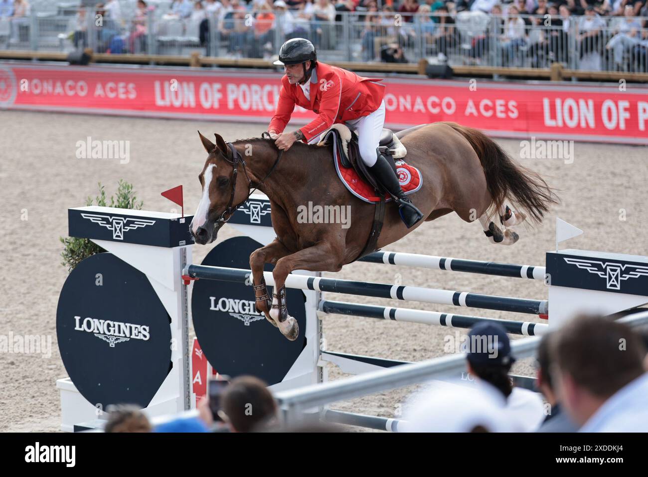 Gregory Cottard of France with Gammelgaards Carola during the Prix ...
