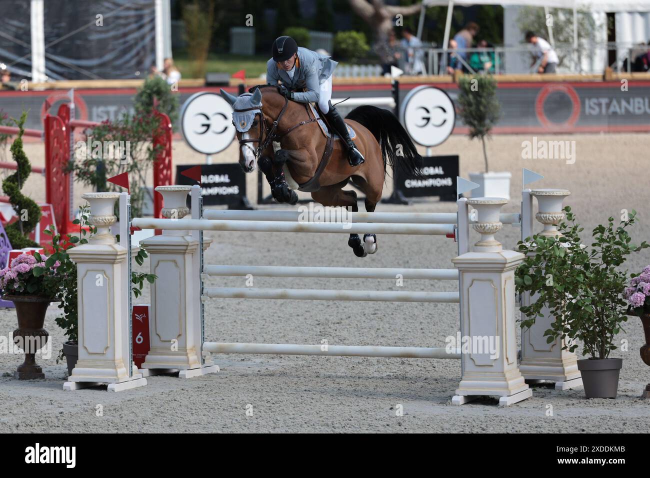 Andreas Schou of Denmark with Lady Corlina during the Prix Turkish ...