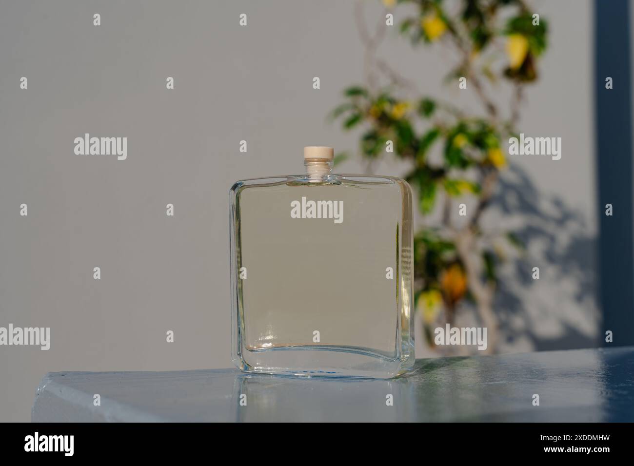 Clear Glass Flask with Natural Background Stock Photo - Alamy