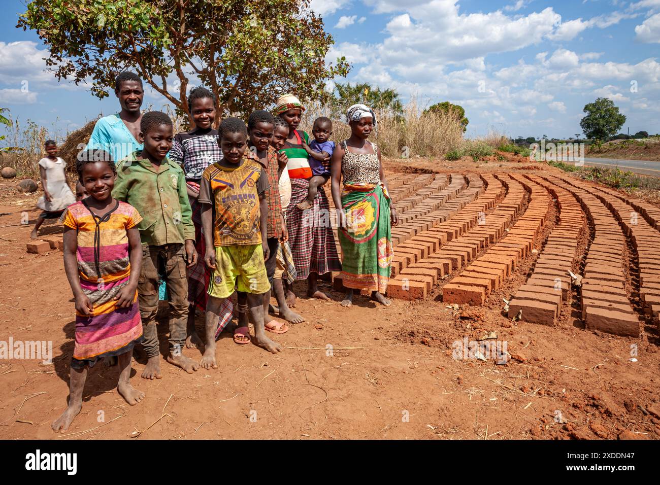 Mozambique, Nampula, Family of brick makers in rural area Stock Photo ...