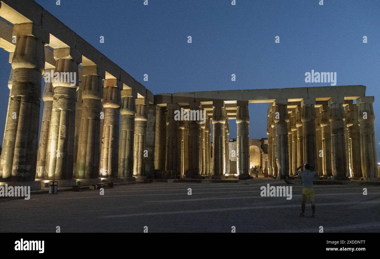 The Sun Court of Amenhotep III with its double row of papyrus columns ...