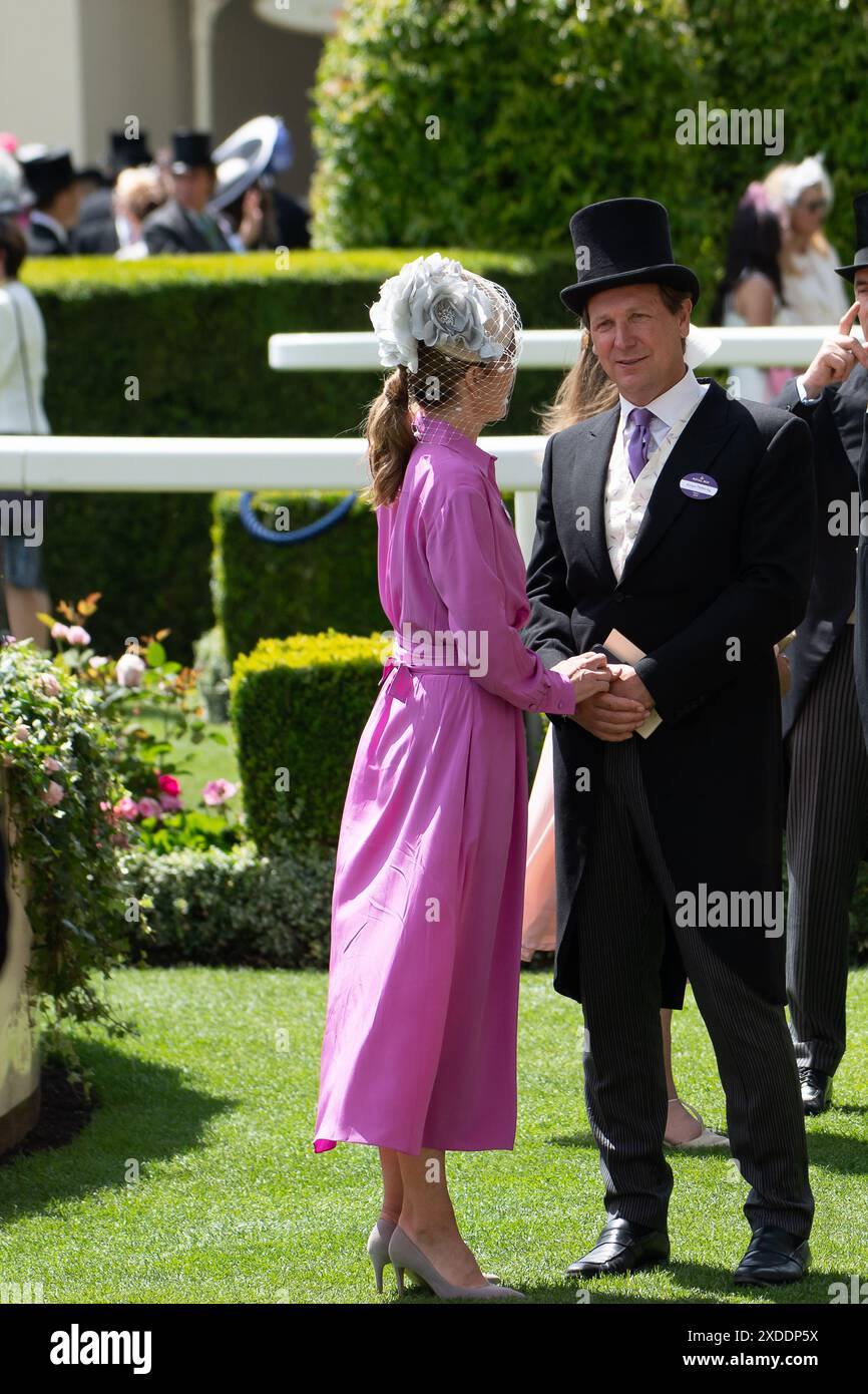 Ascot, UK. 21st June, 2024. Dame Darcey Bussell holds hand with her ...