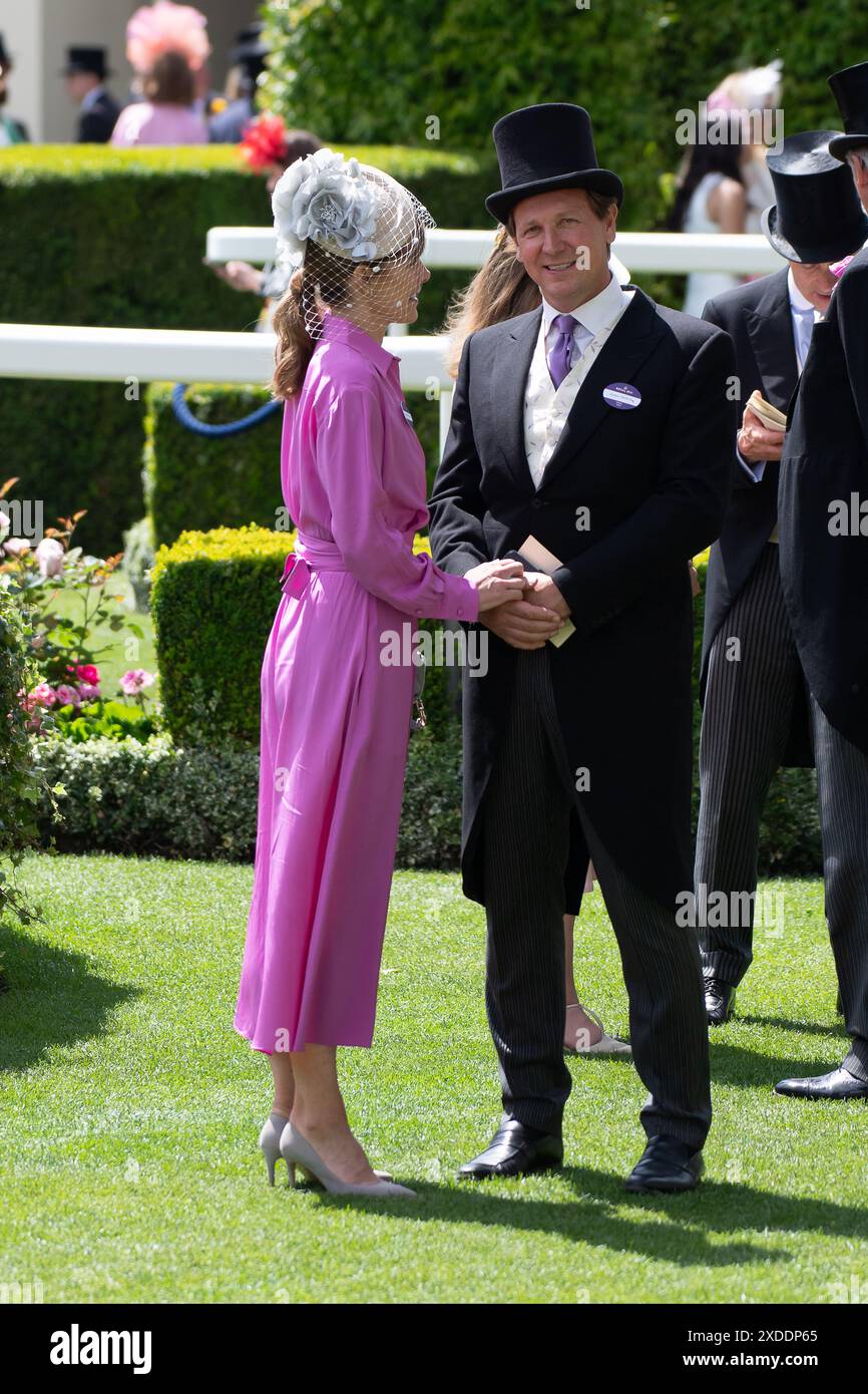 Ascot, UK. 21st June, 2024. Dame Darcey Bussell holds hand with her ...