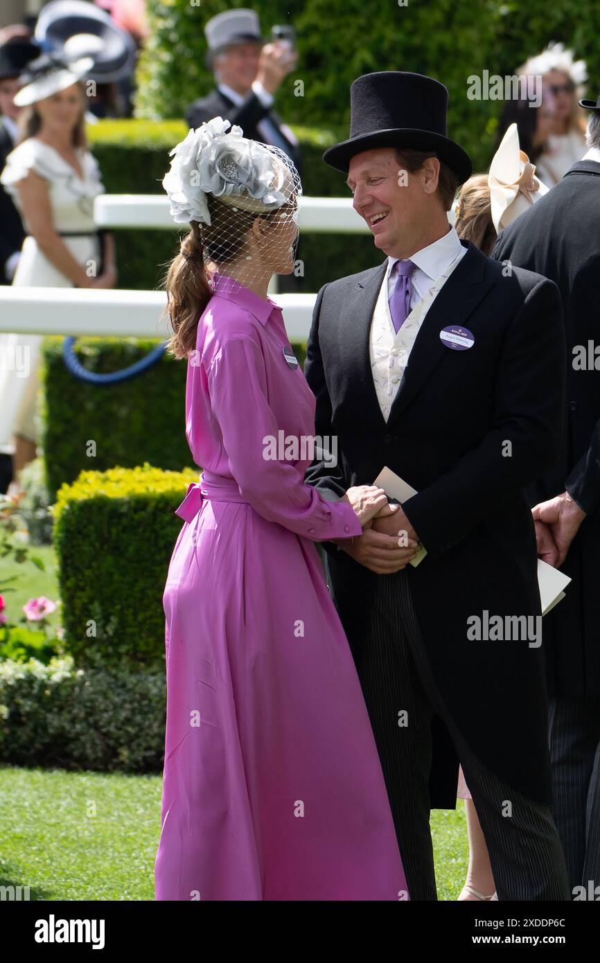 Ascot, UK. 21st June, 2024. Dame Darcey Bussell holds hand with her ...