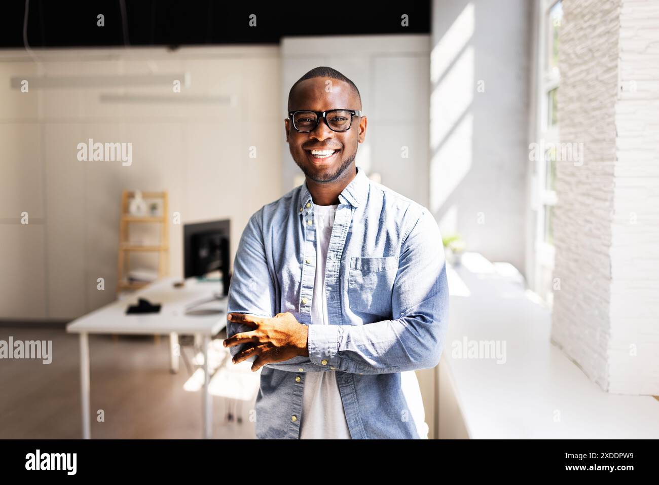 Successful African American businessman standing confidently in his ...