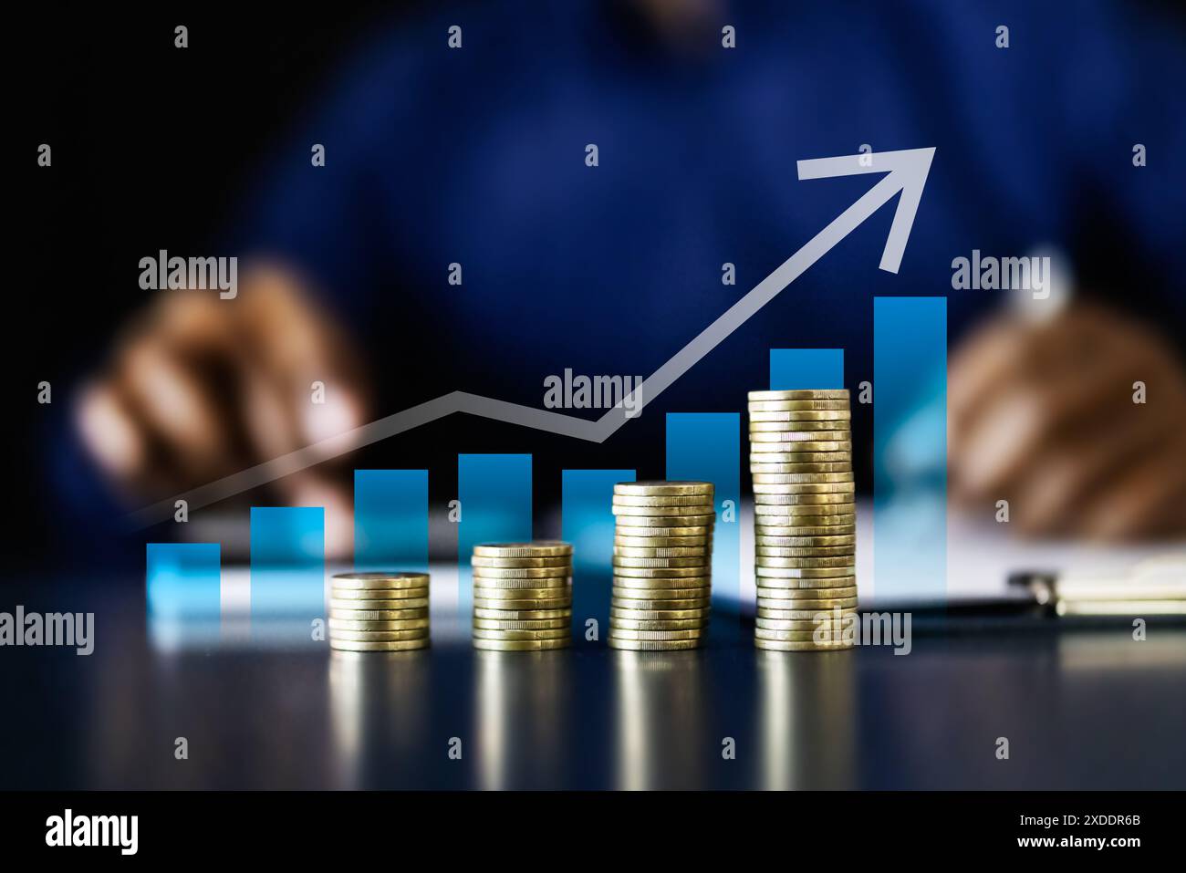 Successful African American businessman strategizing investments and ...