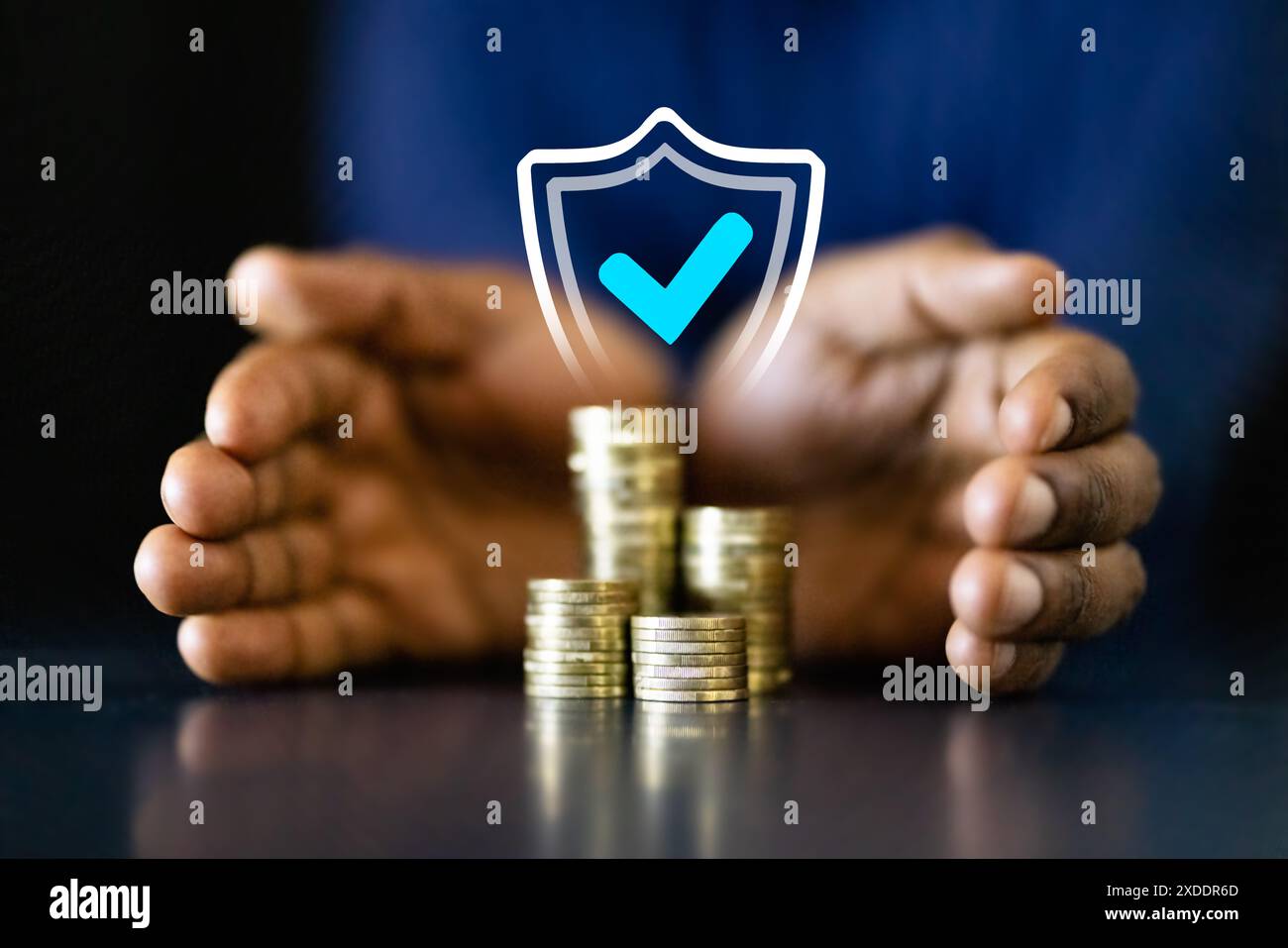 African American businessman counting coins to protect income and ...
