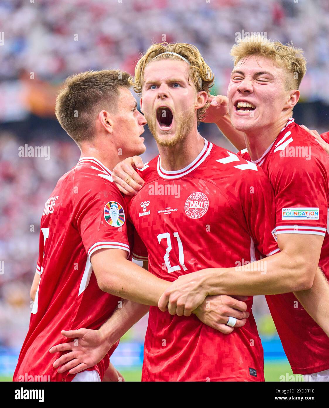 Morten Hjulmand, DEN 21 celebrates his goal, happy, laugh, celebration ...
