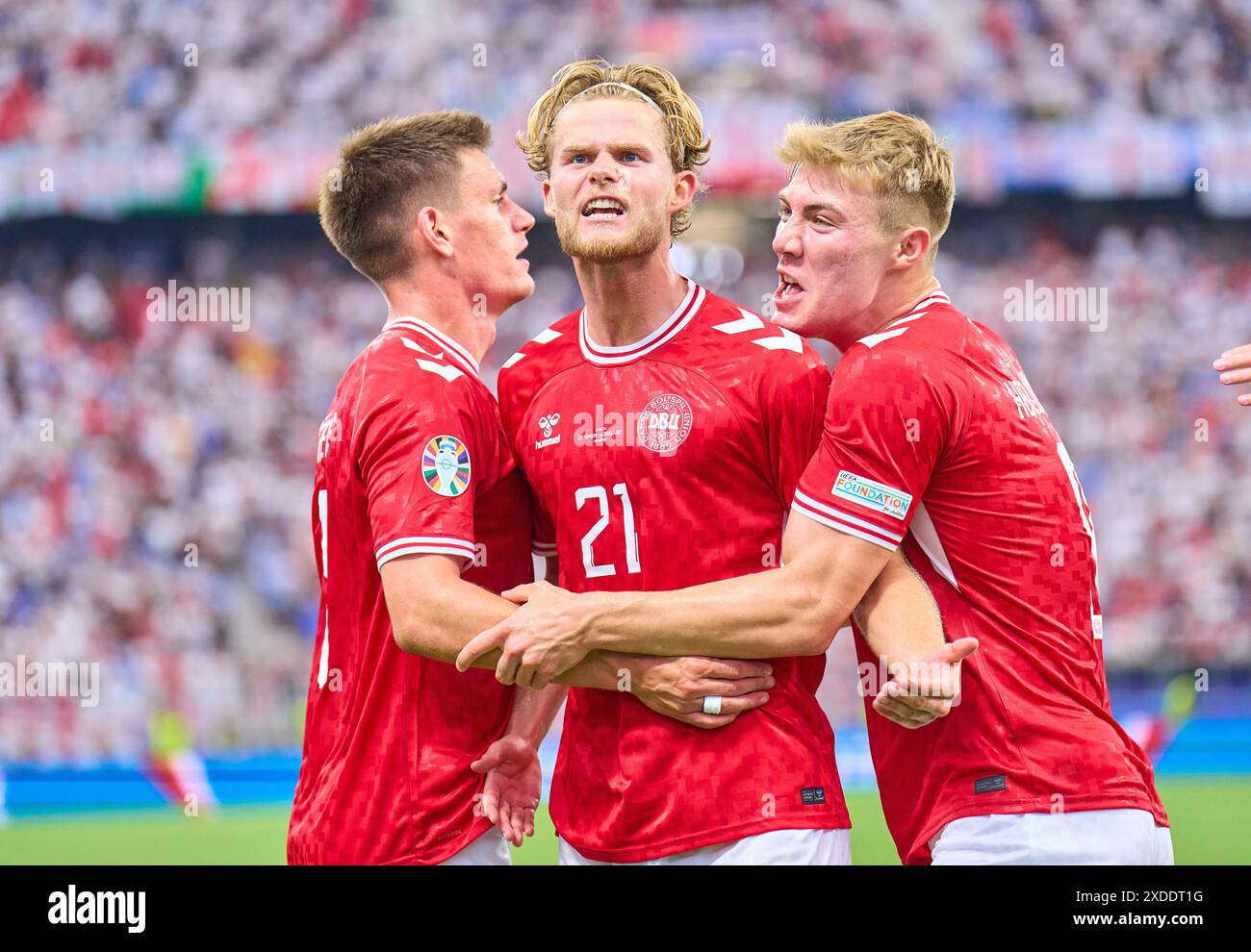 Morten Hjulmand, DEN 21 celebrates his goal, happy, laugh, celebration ...