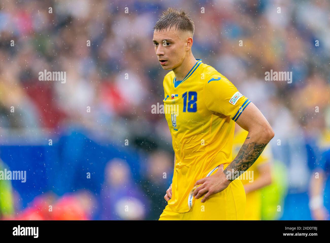 DUSSELDORF, GERMANY - JUNE 21: Volodymyr Brazhko of Ukraine looks on ...