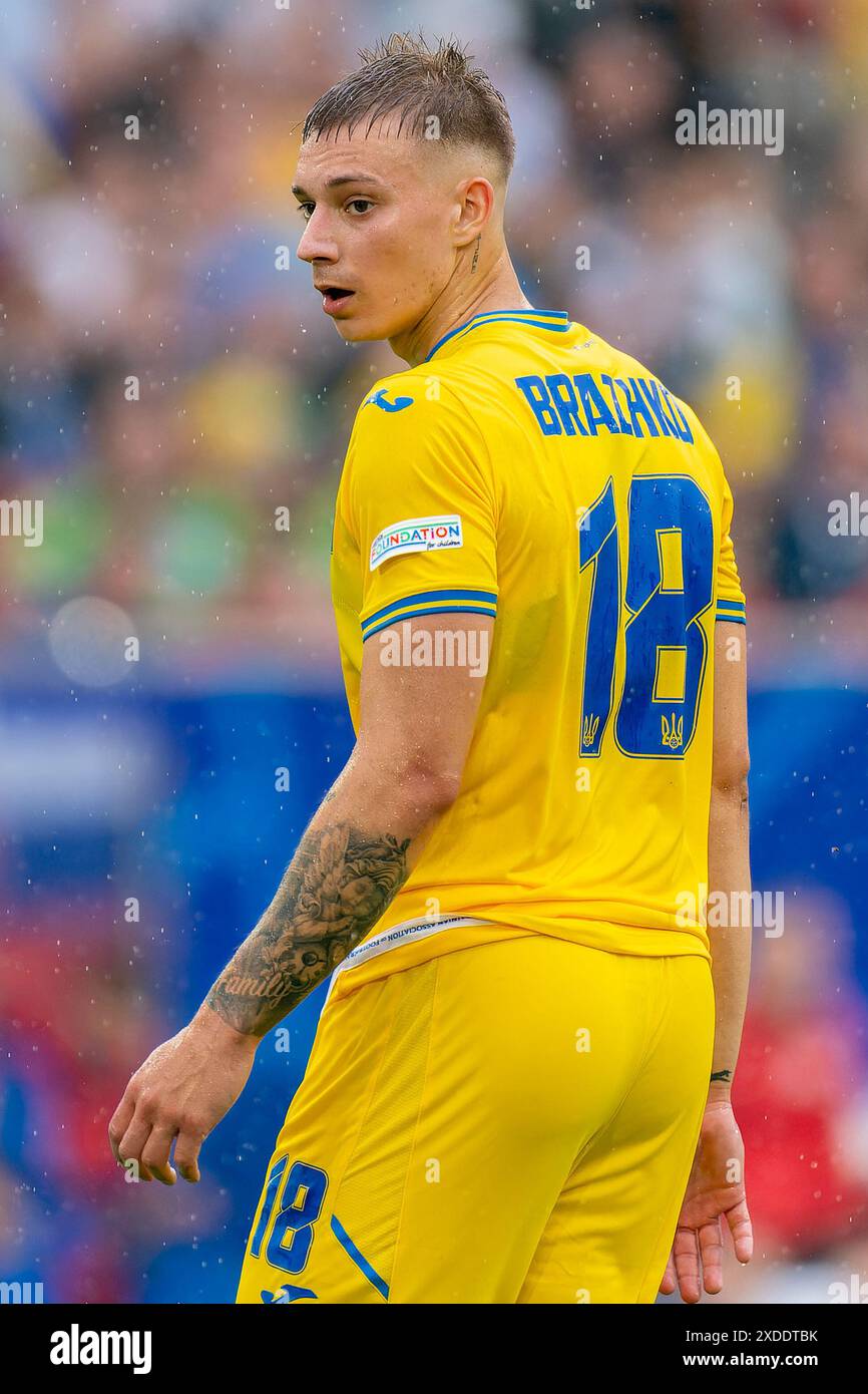 DUSSELDORF, GERMANY - JUNE 21: Volodymyr Brazhko of Ukraine looks on ...