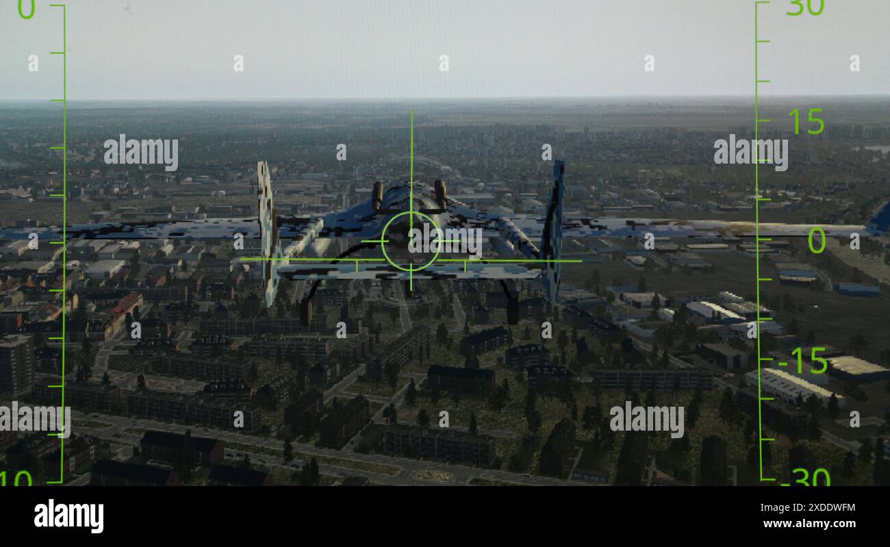 Training on the flight simulator. Cockpit of a fighter aircraft flight ...