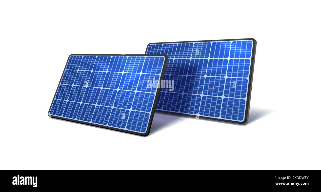 Solar panel electricity generation, vector on the white background ...