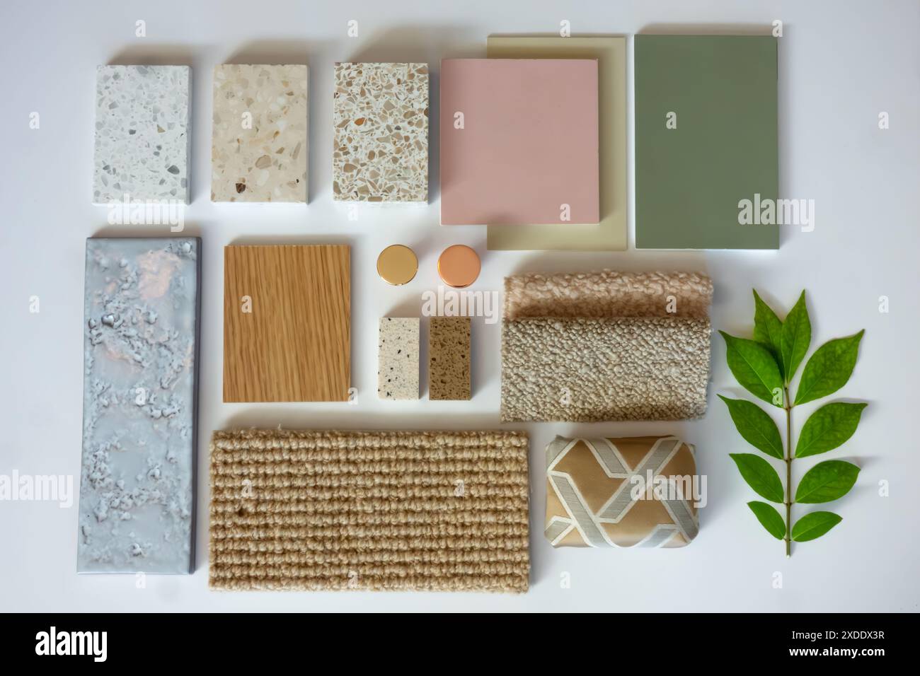 Eclectic Interior Design Material Sample Board with Fabrics, Terrazzo ...
