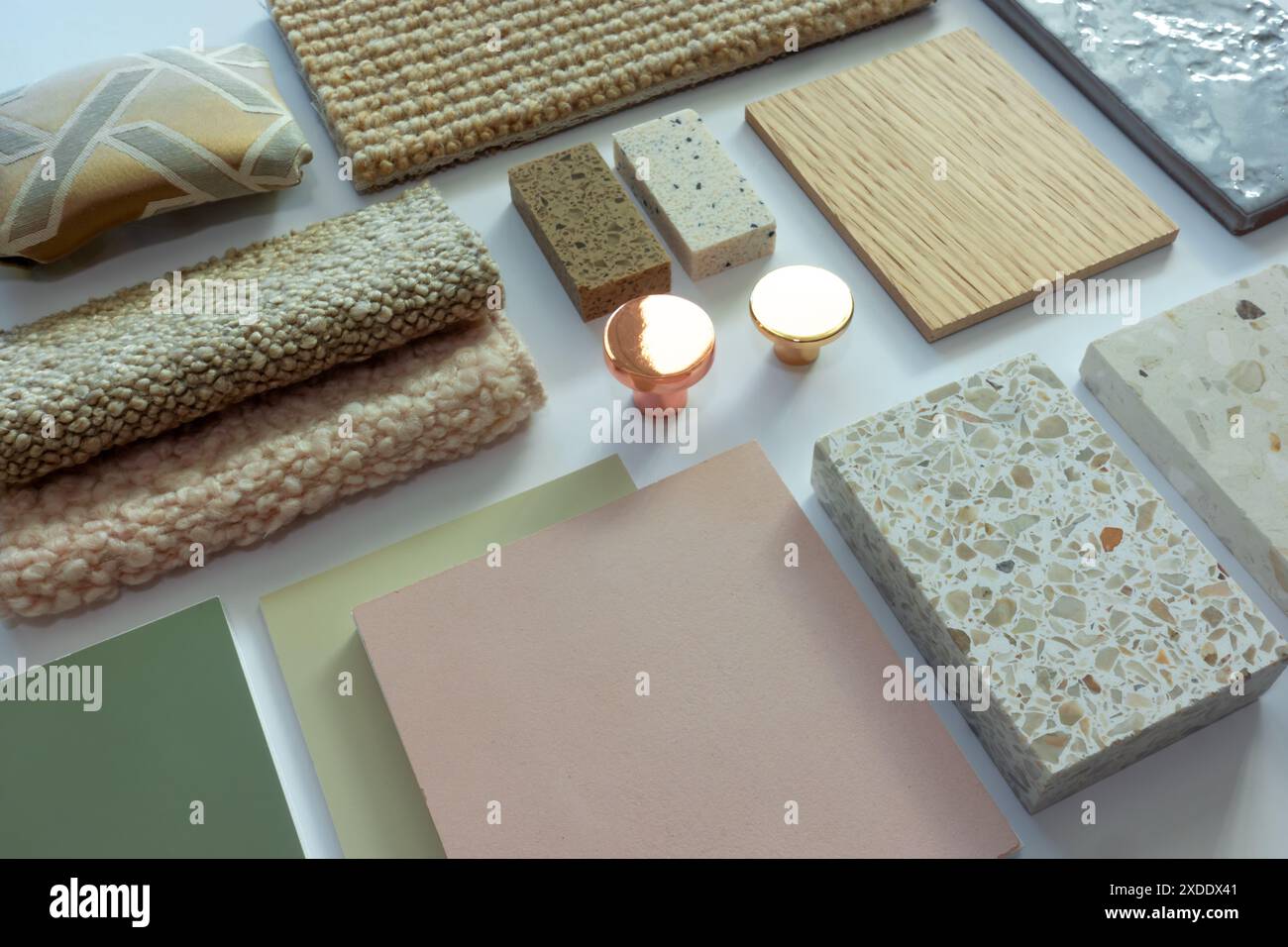 Eclectic Interior Design Material Sample Board with Fabrics, Terrazzo ...
