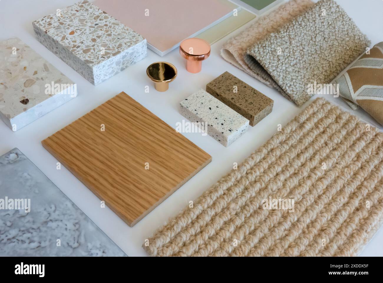 Eclectic Interior Design Material Sample Board with Fabrics, Terrazzo ...