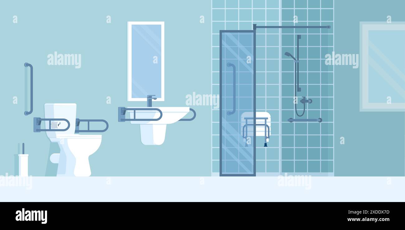 Accessible bathroom for disabled people, accessibility concept Stock Vector Image & Art - Alamy