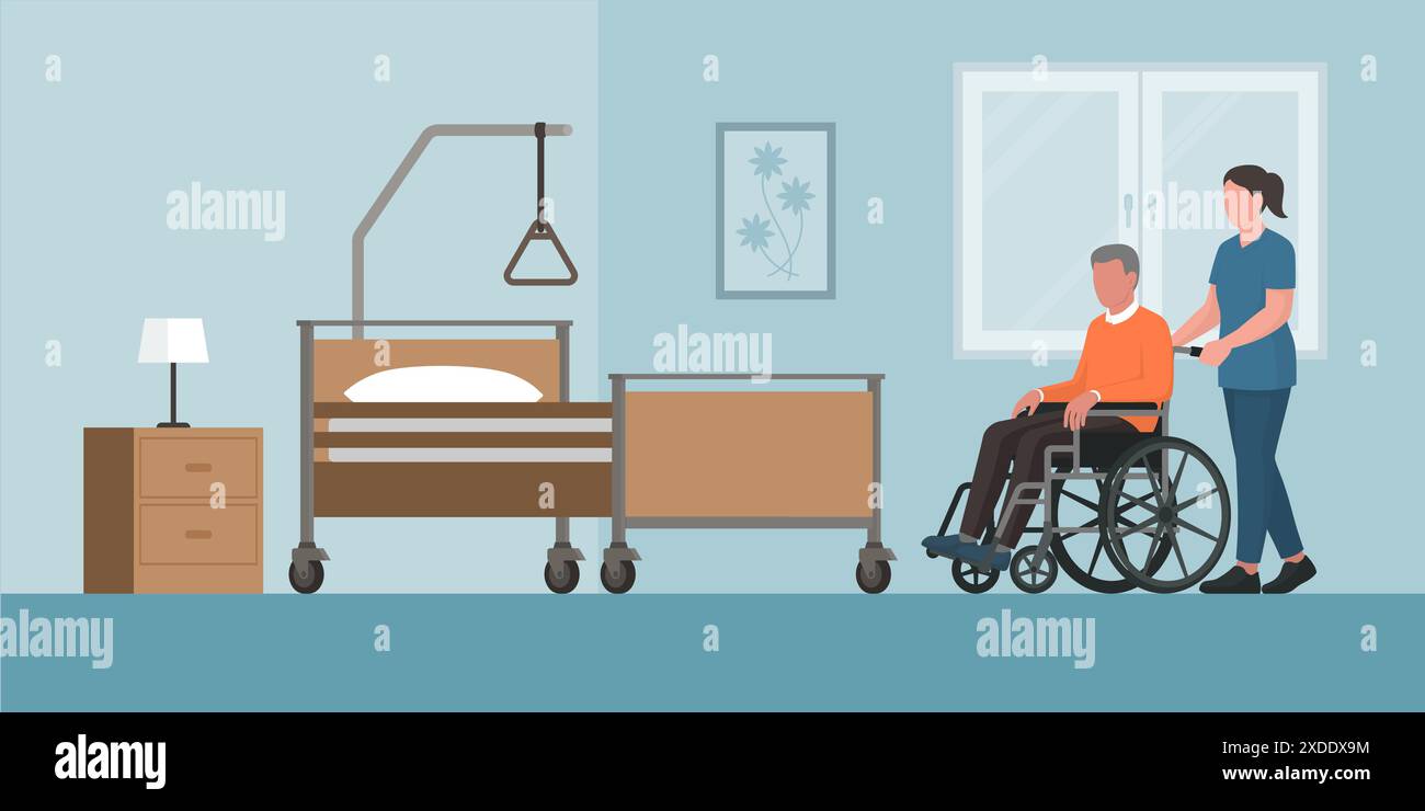 Senior man in a wheelchair and caregiver: elderly care and assisted ...