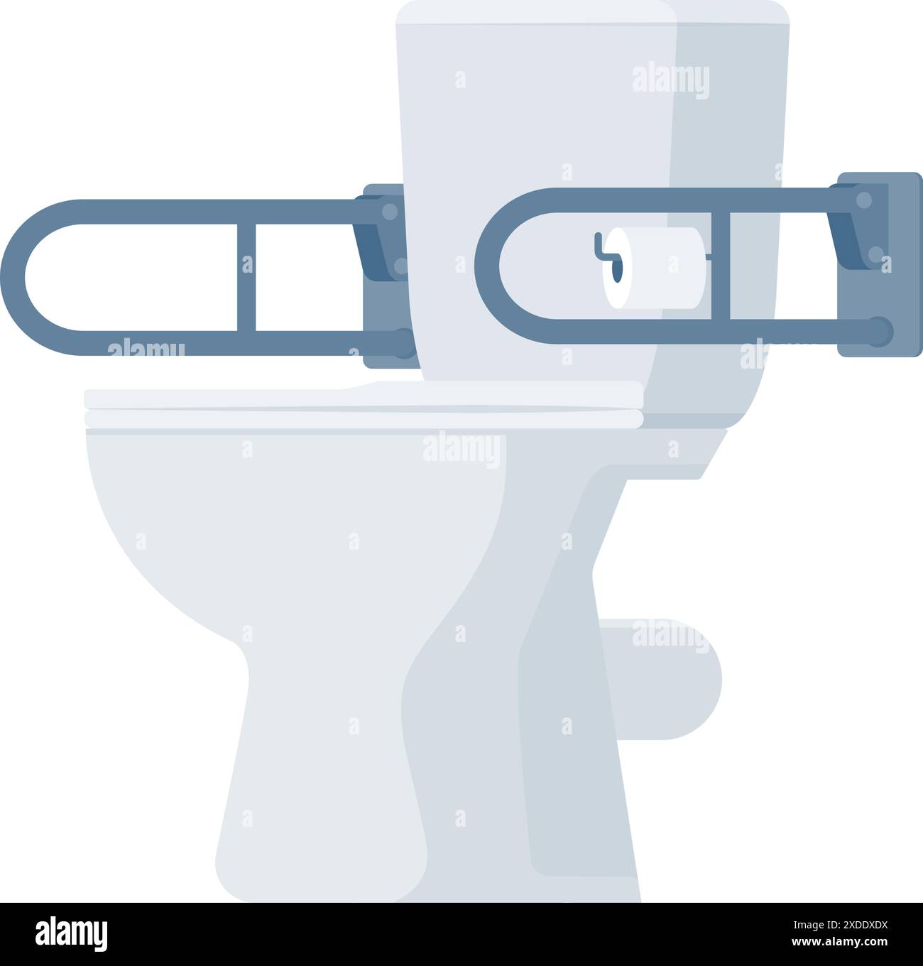 Accessible toilet with foldable handles for disabled people, isolated ...