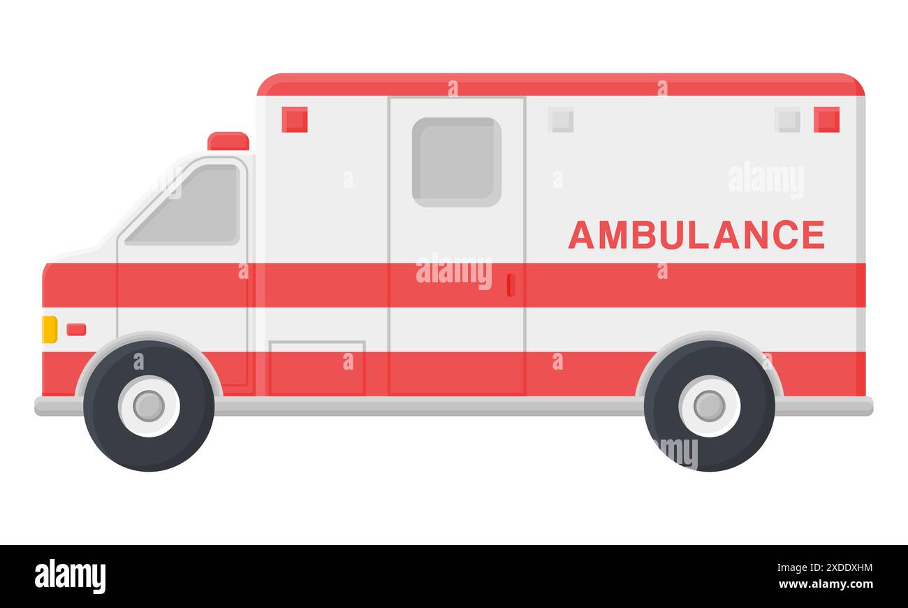 Red Ambulance First Aid Vehicle Vector. Illustration of Emergency Vehicle Transportation ...