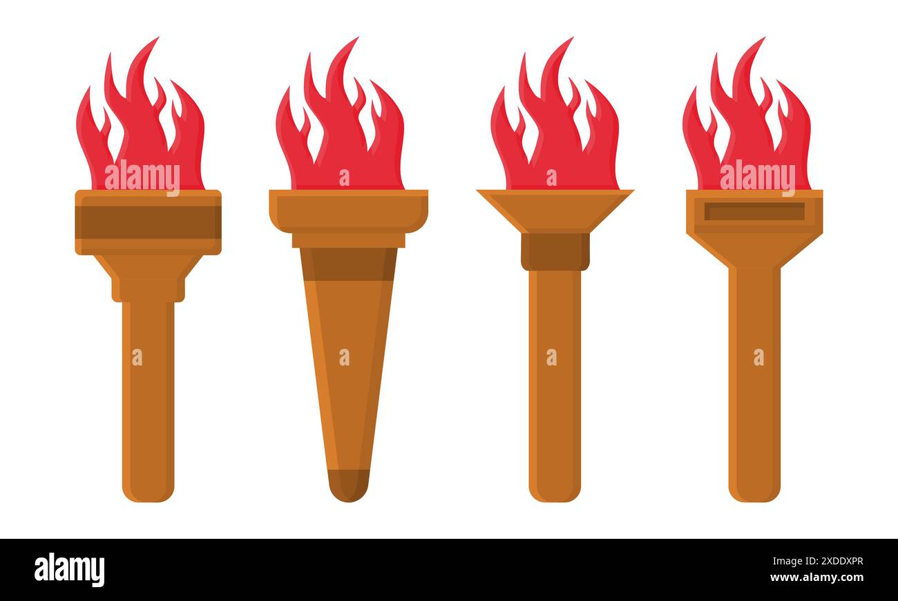 Burning Wood Torch Icon. Brown Torch Illustration. Vector Flaming Torch ...