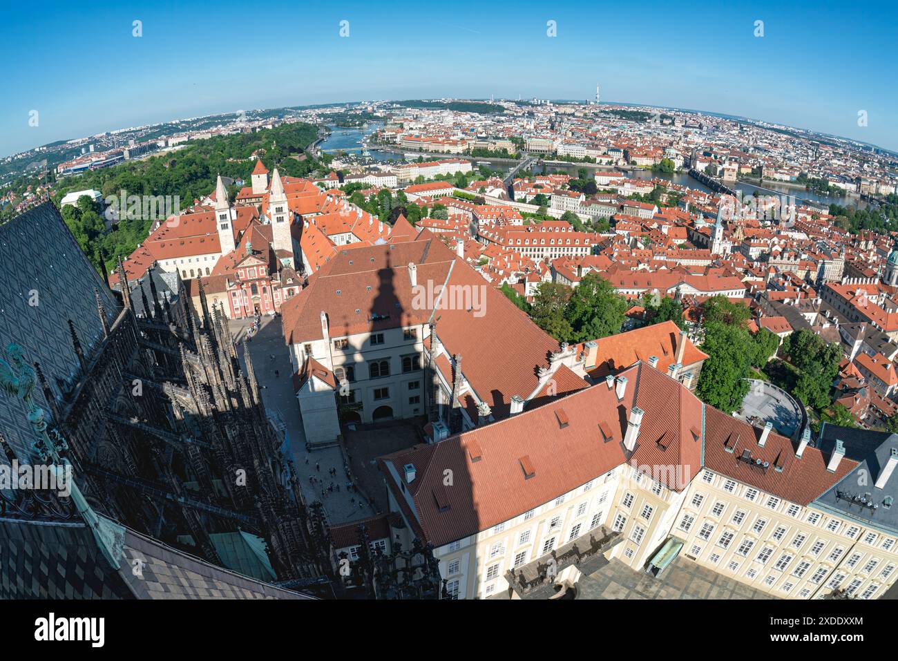 Panoramic view of Prague's cityscape with its iconic red roofs, Prague ...
