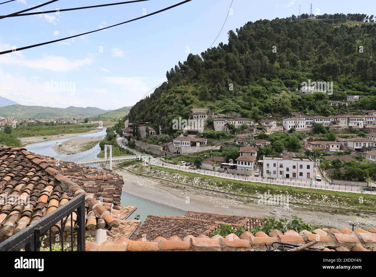 The old town of Gorica- Berat, Albania-located on the Osum River Stock ...