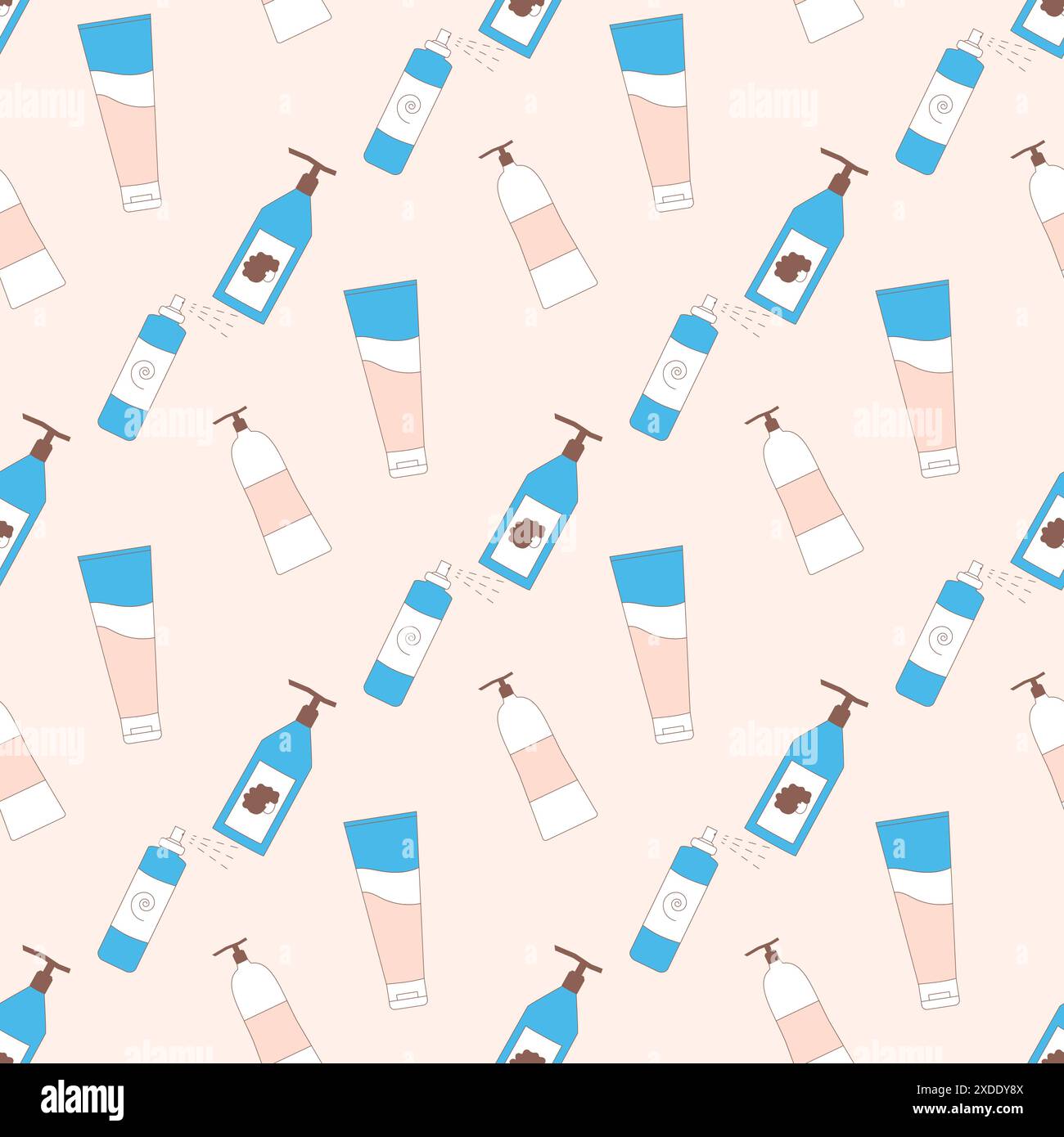 Hair care and styling products seamless pattern. Bottles of gel ...