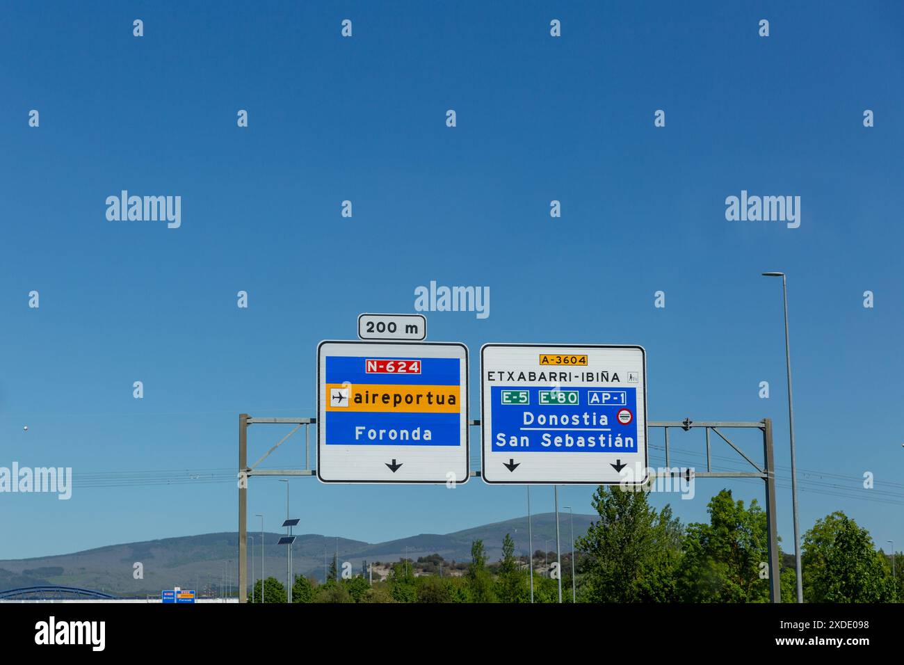 Motorway gantry signs, Spain Stock Photo - Alamy