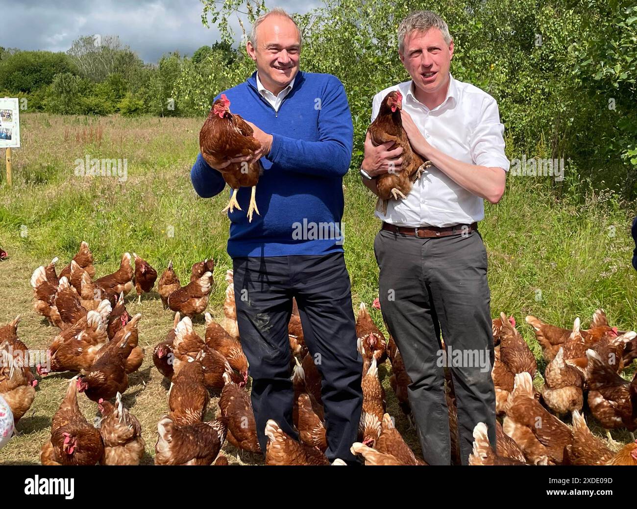 Liberal Democrats leader Sir Ed Davey (left) during a visit to the Macs ...