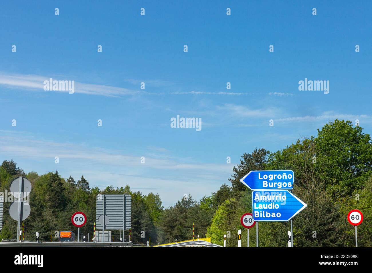 Motorway gantry signs, Spain Stock Photo - Alamy