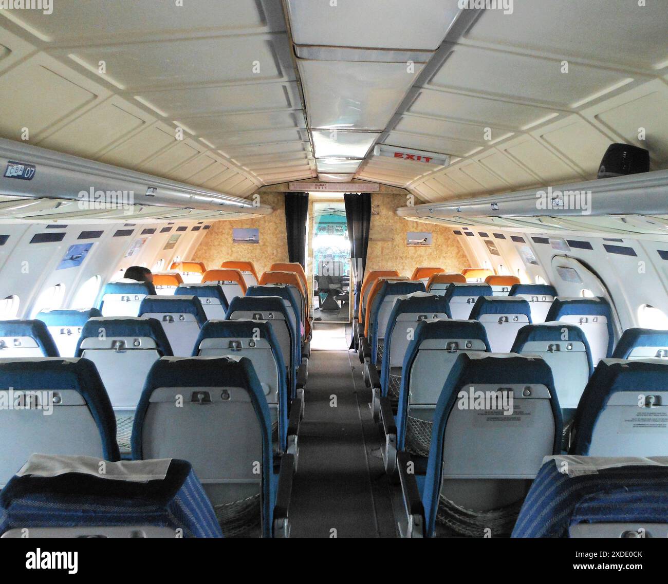 Shot of the inside of an airplane Stock Photo - Alamy
