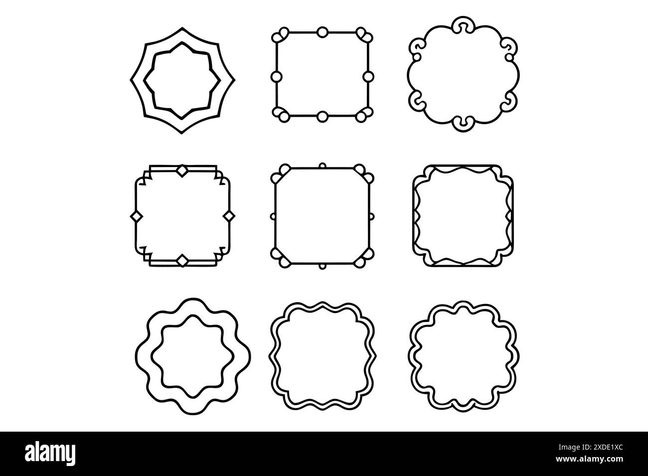 Set decorative frame Vector Illustration line art Stock Vector Image ...