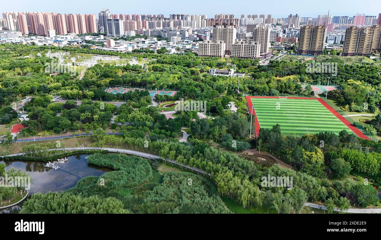 Fuping. 21st June, 2024. A drone photo taken on June 21, 2024 shows ...