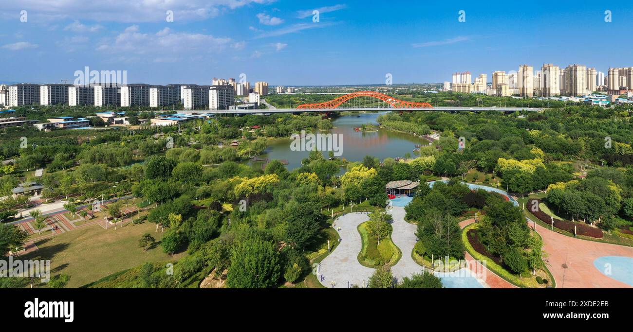 Fuping. 21st June, 2024. A drone photo taken on June 21, 2024 shows ...