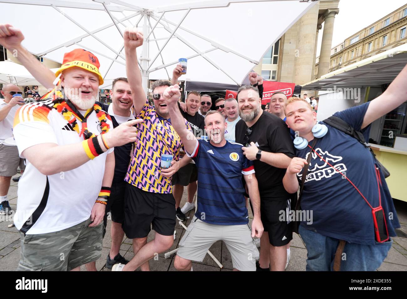 Scotland and Germany fans in Stuttgart. Scotland will face Hungary in ...