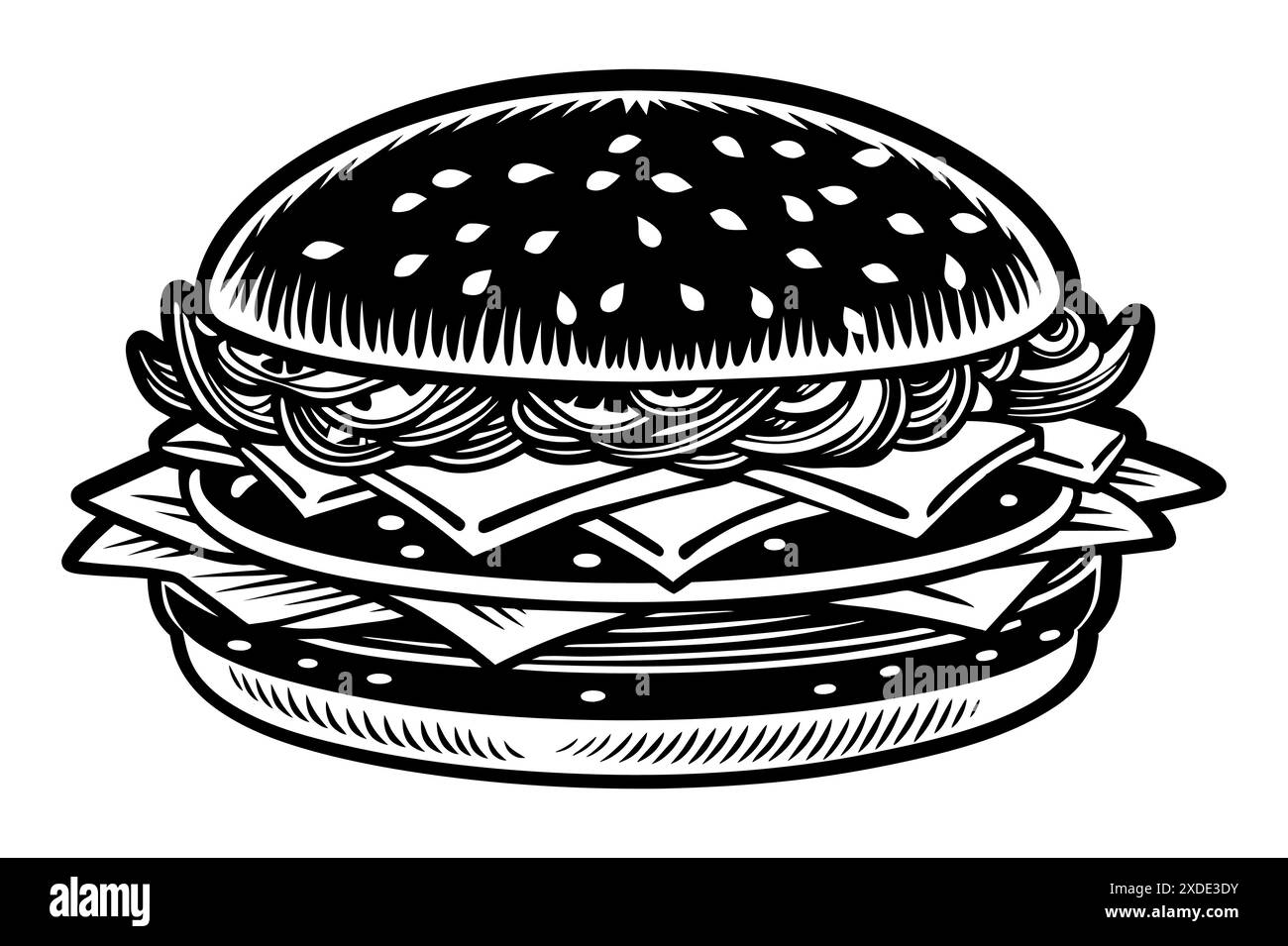 classic cheeseburger a juicy beef patty with melt Stock Vector Image ...