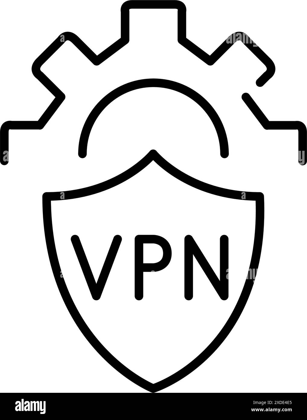VPN shield and cogwheel. Configurable security services. Advanced ...