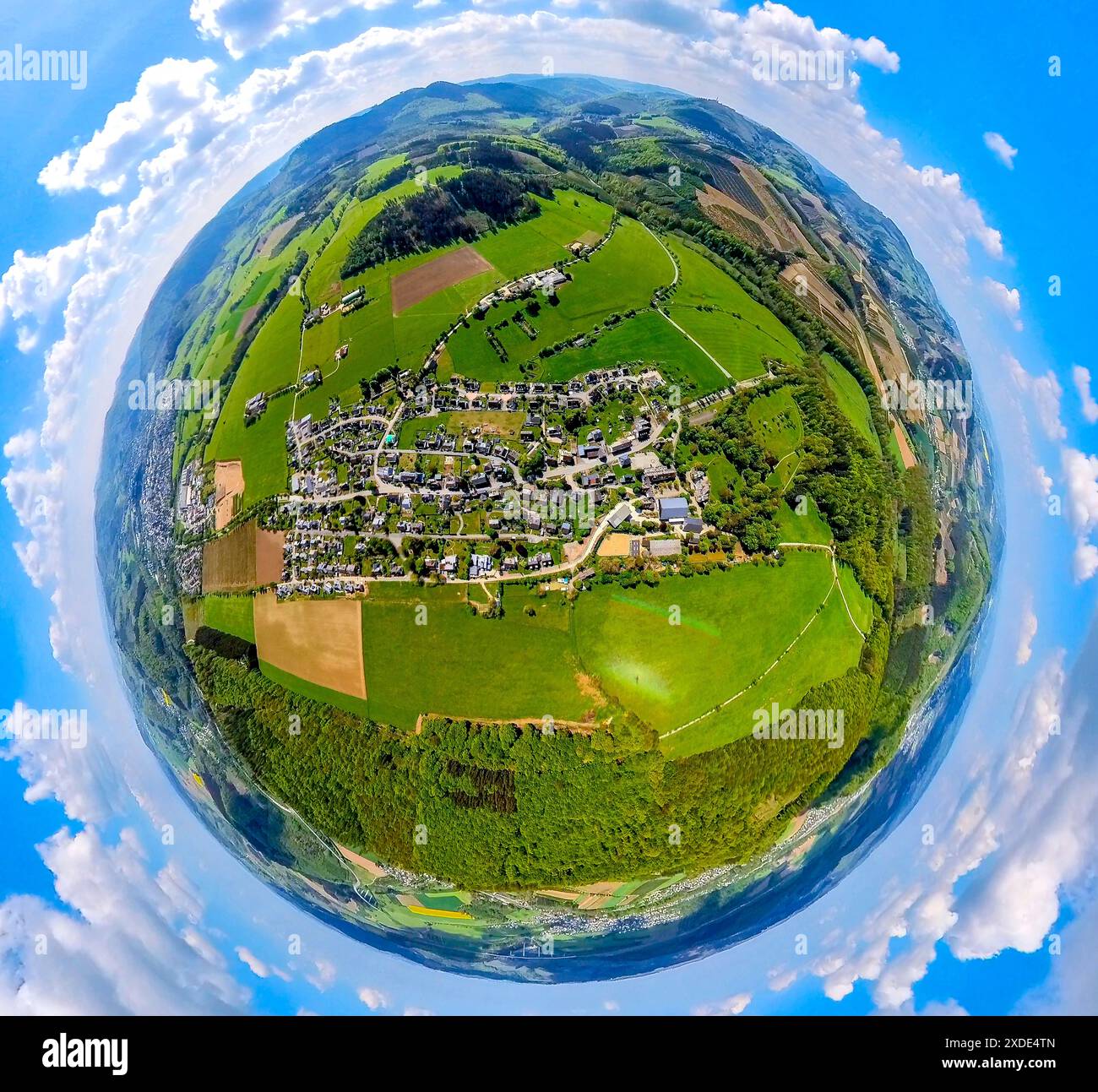 Aerial view, residential area, view of Gevelinghausen, surrounded by ...