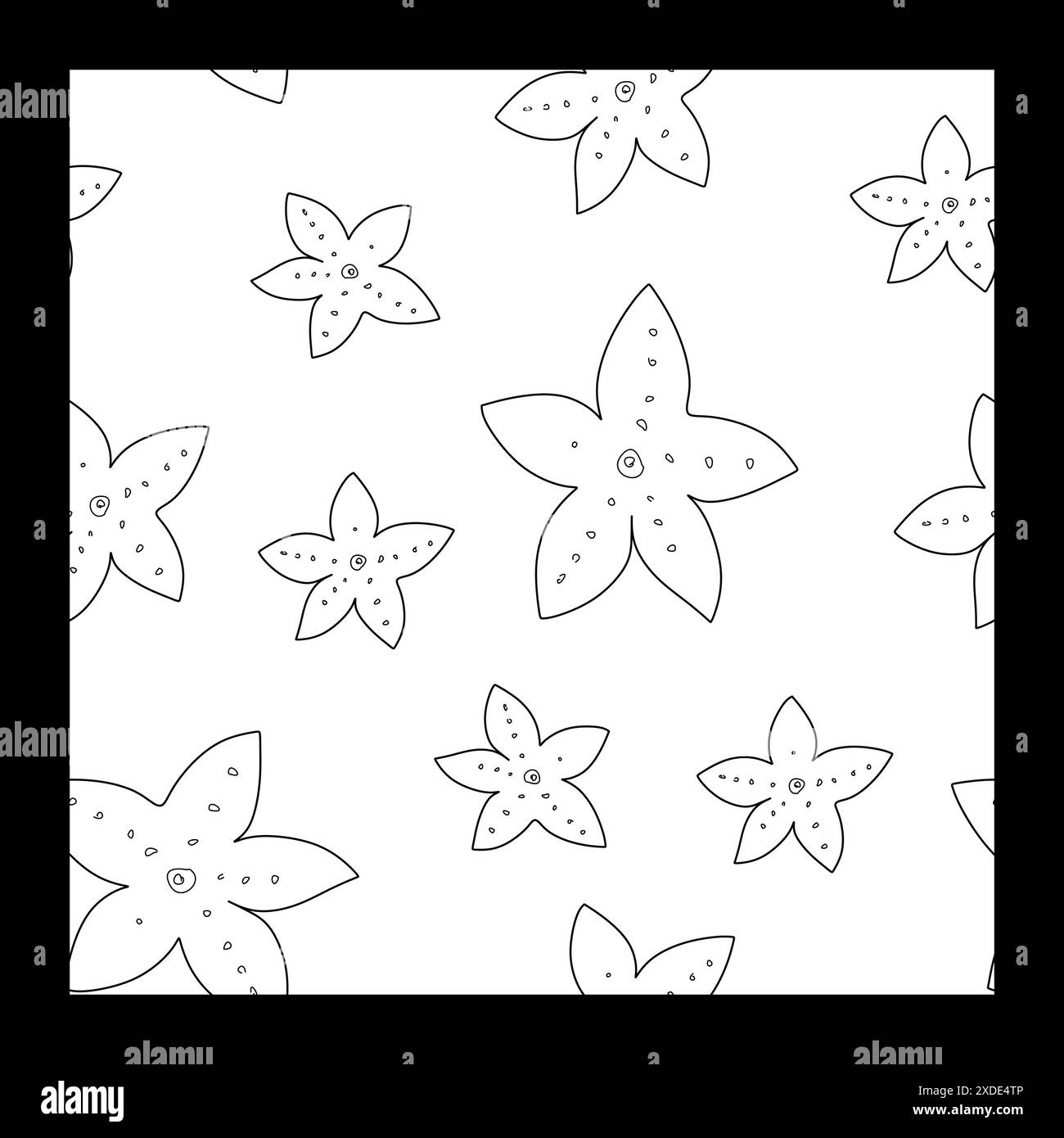 Starfish Vector Seamless Pattern. Outline Doodle illustration of sea ...