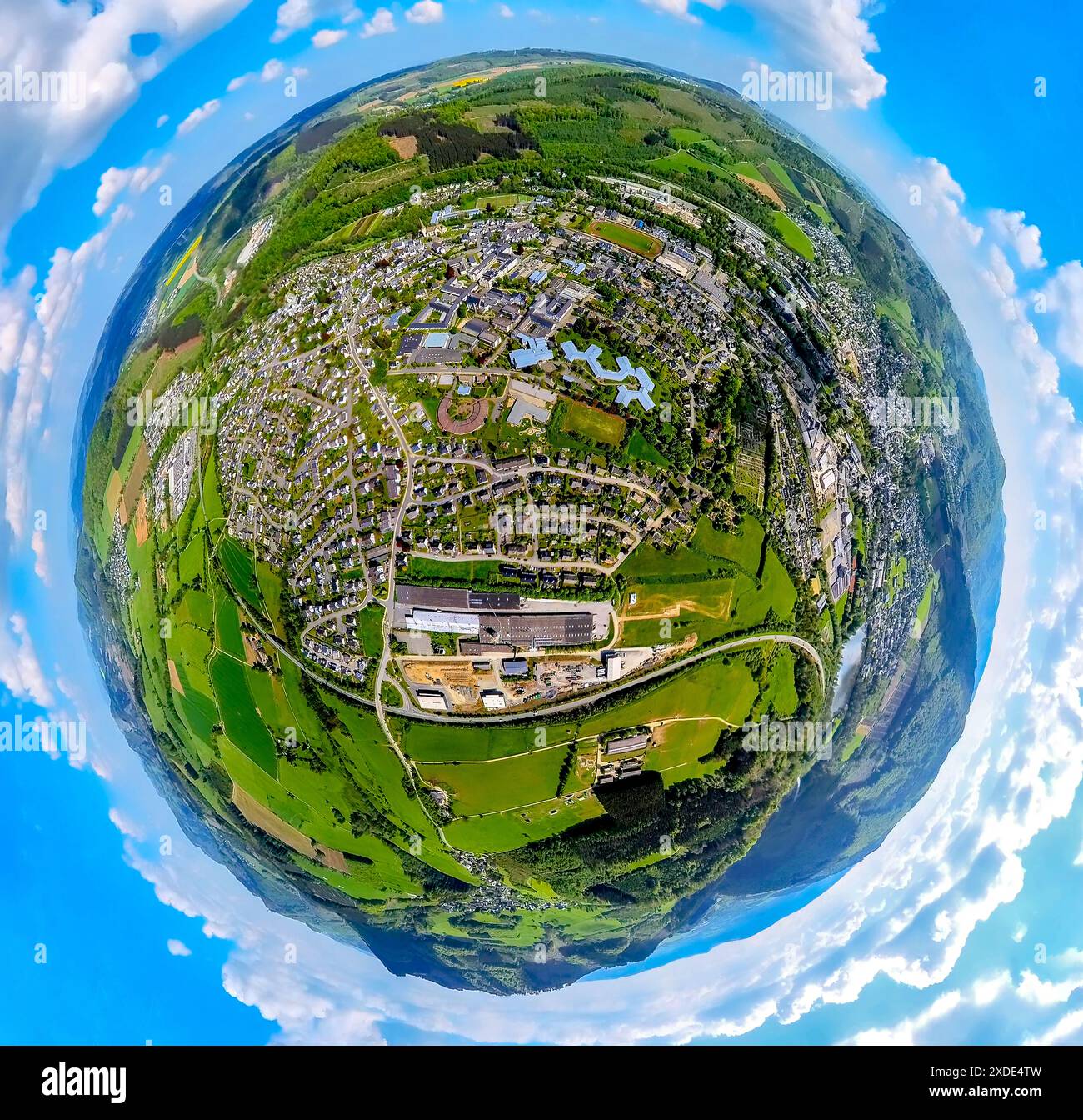 Aerial view, residential area local view with Elisabeth-Klinik Bigge ...