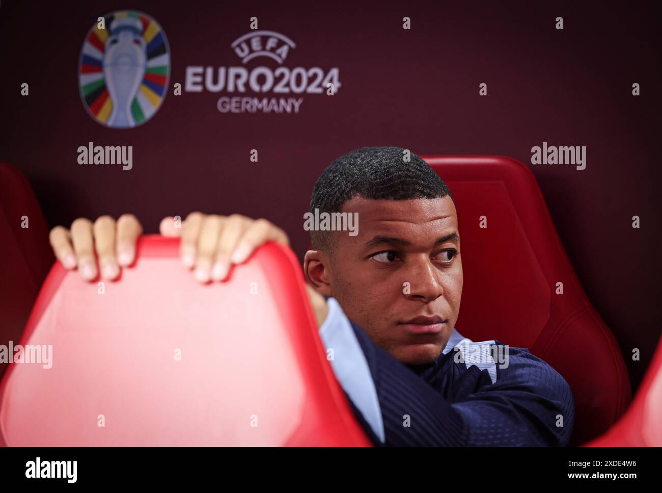 LEIPZIG, GERMANY - JUNE 21: Kylian Mbappe of France looks on from the ...