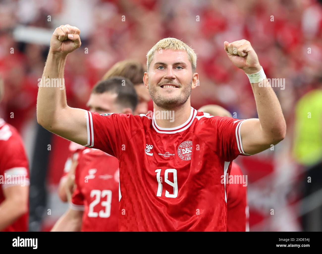 FRANKFURT AM MAIN, GERMANY - JUNE 20: Jonas Wind of Denmark celebrate ...