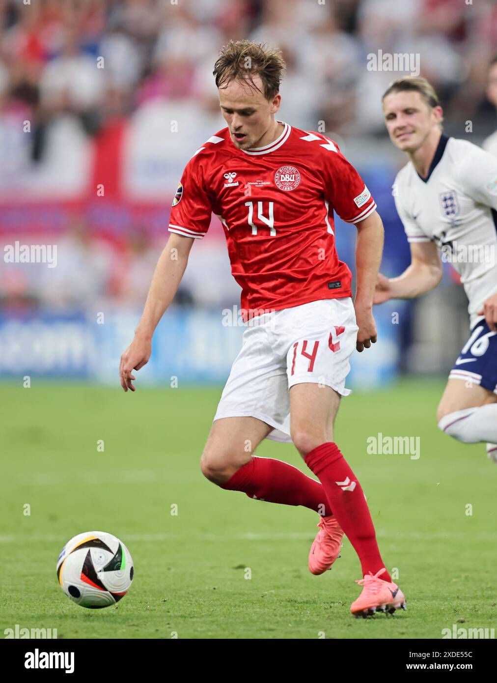 FRANKFURT AM MAIN, GERMANY - JUNE 20: Mikkel Damsgaard of Denmark runs ...