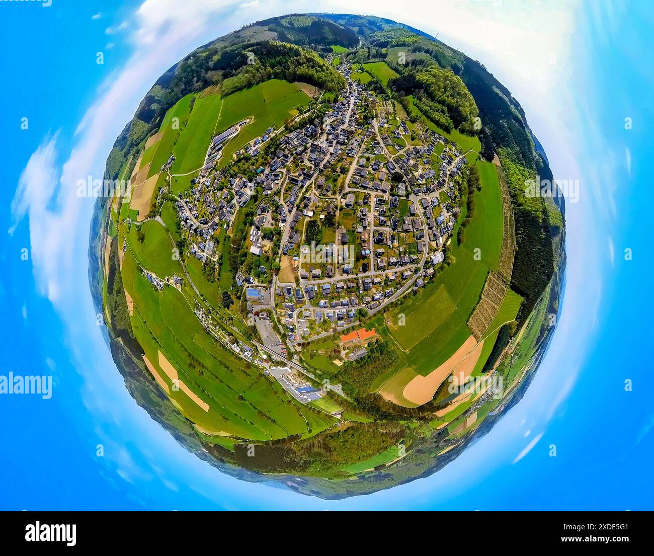 Aerial view, residential area, view of Bödefeld district surrounded by ...